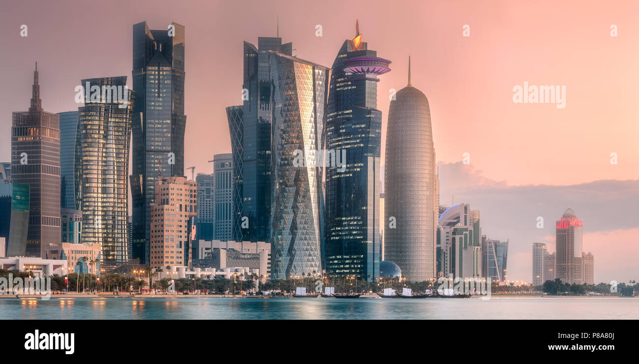 The skyline of West Bay and Doha City Center Stock Photo - Alamy