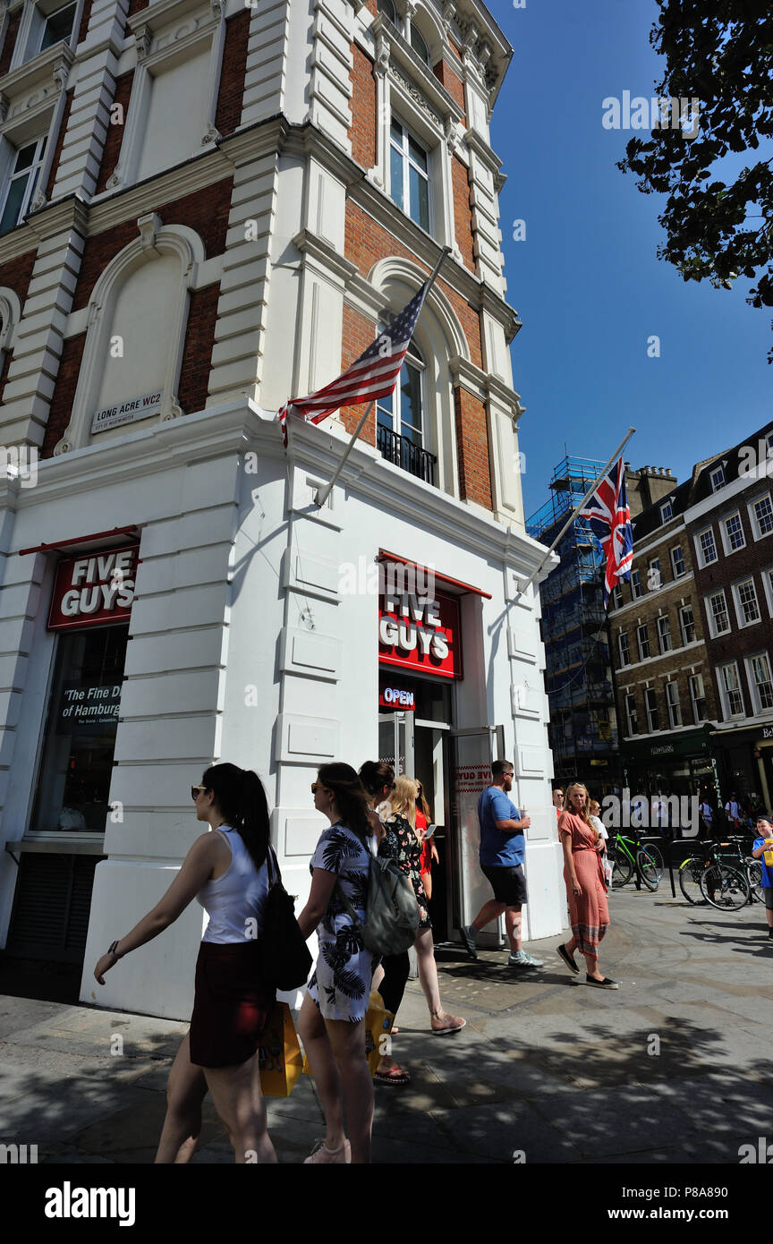Five Guys Burger Restaurant, Cambridge Circus, London, England, UK ...