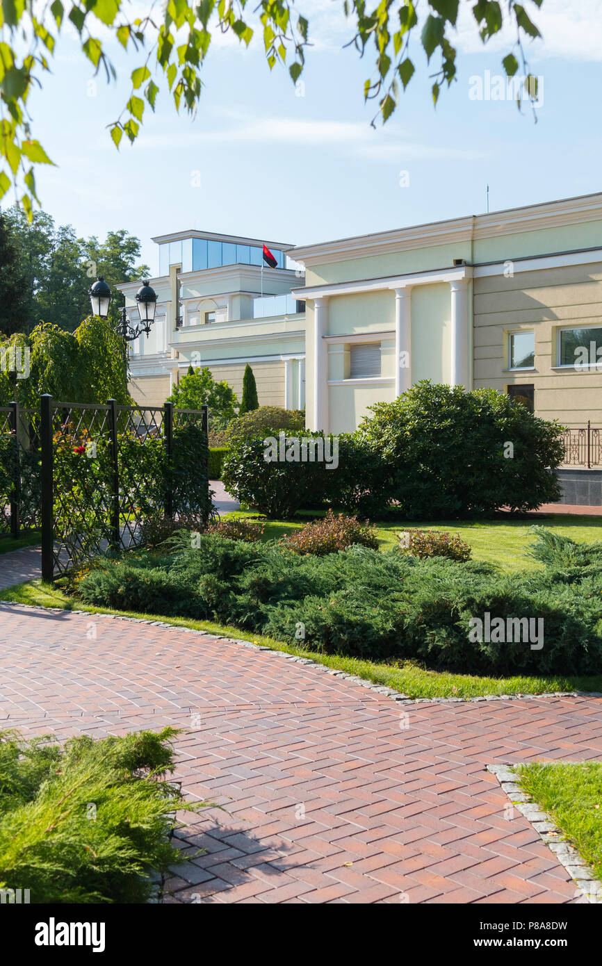 a wonderful landscape park and a building of beautiful architecture on ...