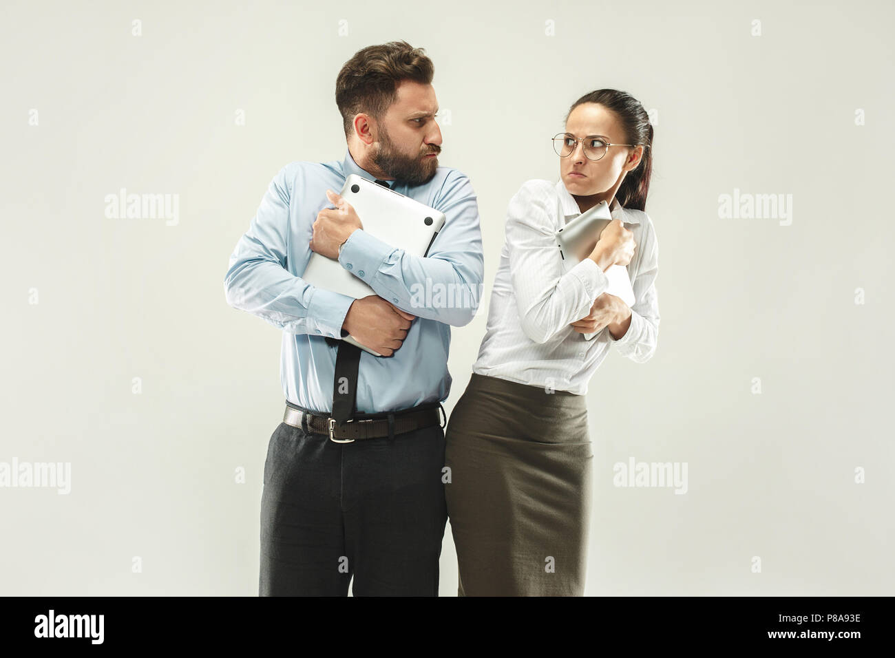 Angry boss. Woman and secretary standing at office or studio Stock ...