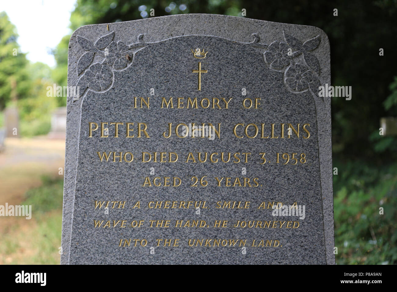 The grave of British racing driver Peter John Collins at St Mary`s ...