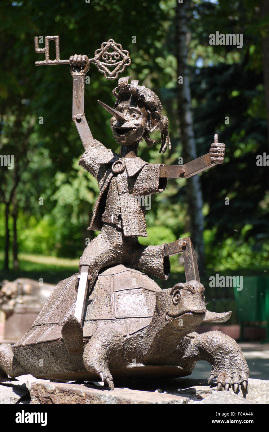 metal balloon known for the fairy tale hero Pinocchio with a golden ...