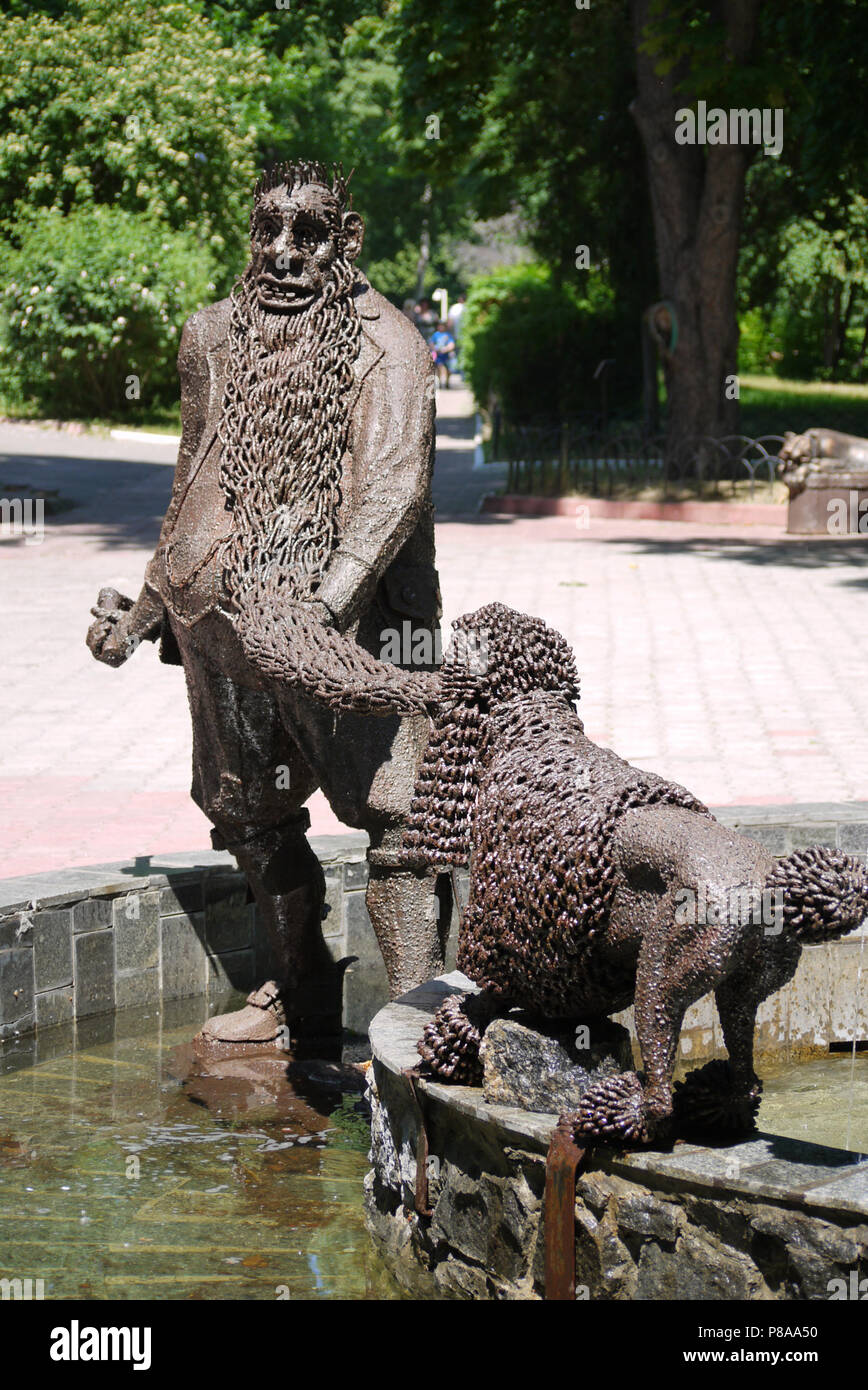 Fountain with sculptures of the characters of the tale of Buratino ...