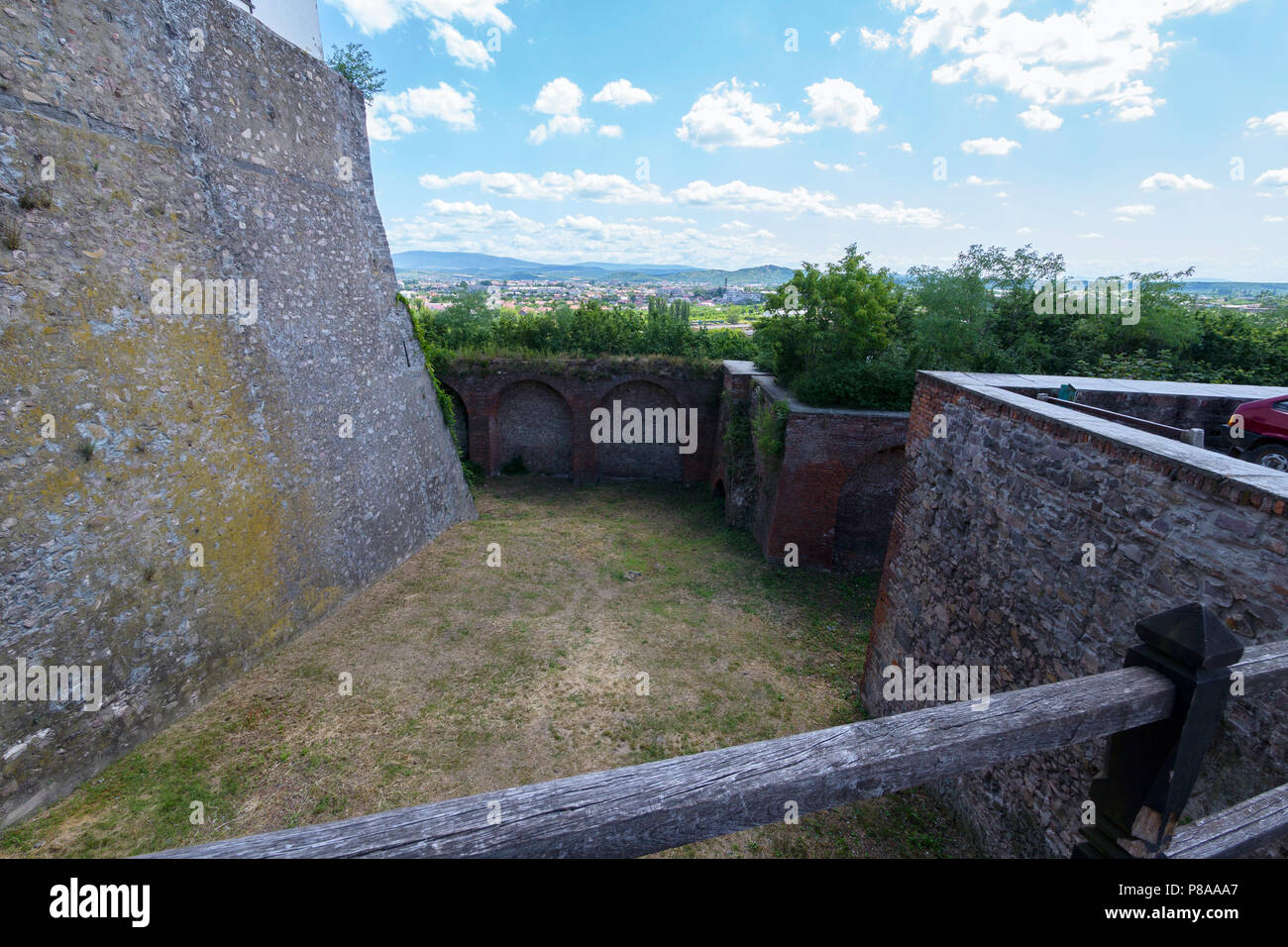 wall fortress with a panorama of a mountain village . For your design ...