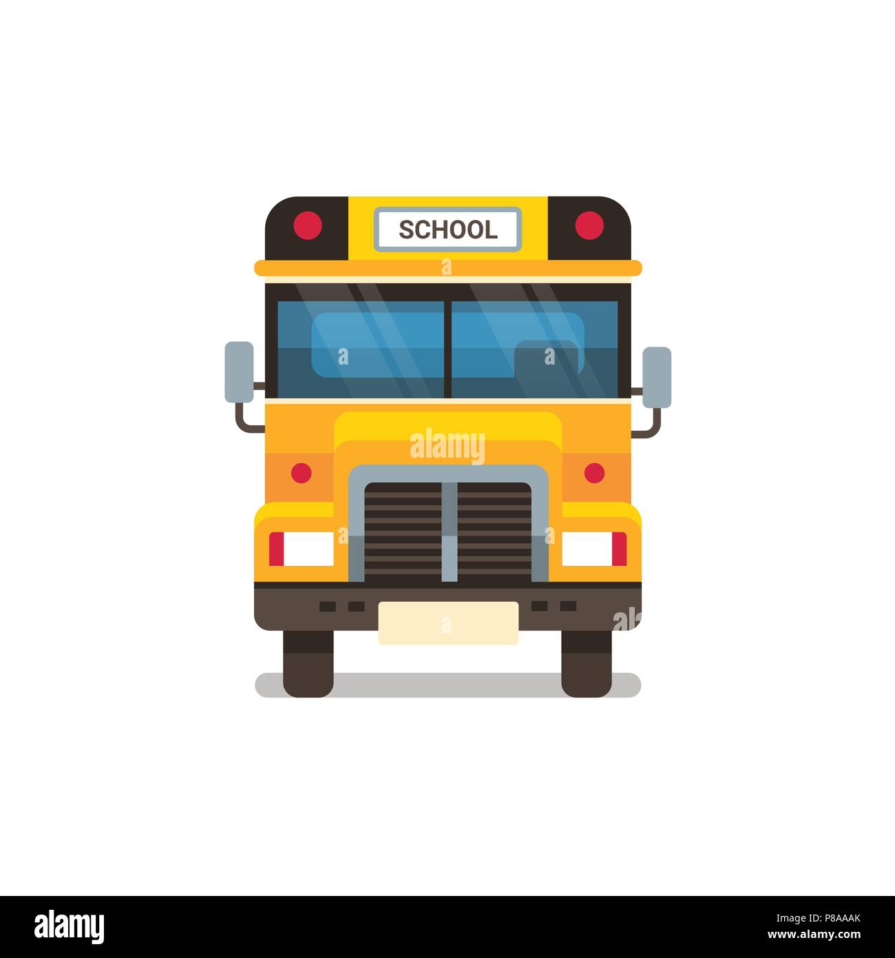 yellow school bus front view pupils transport concept on white ...