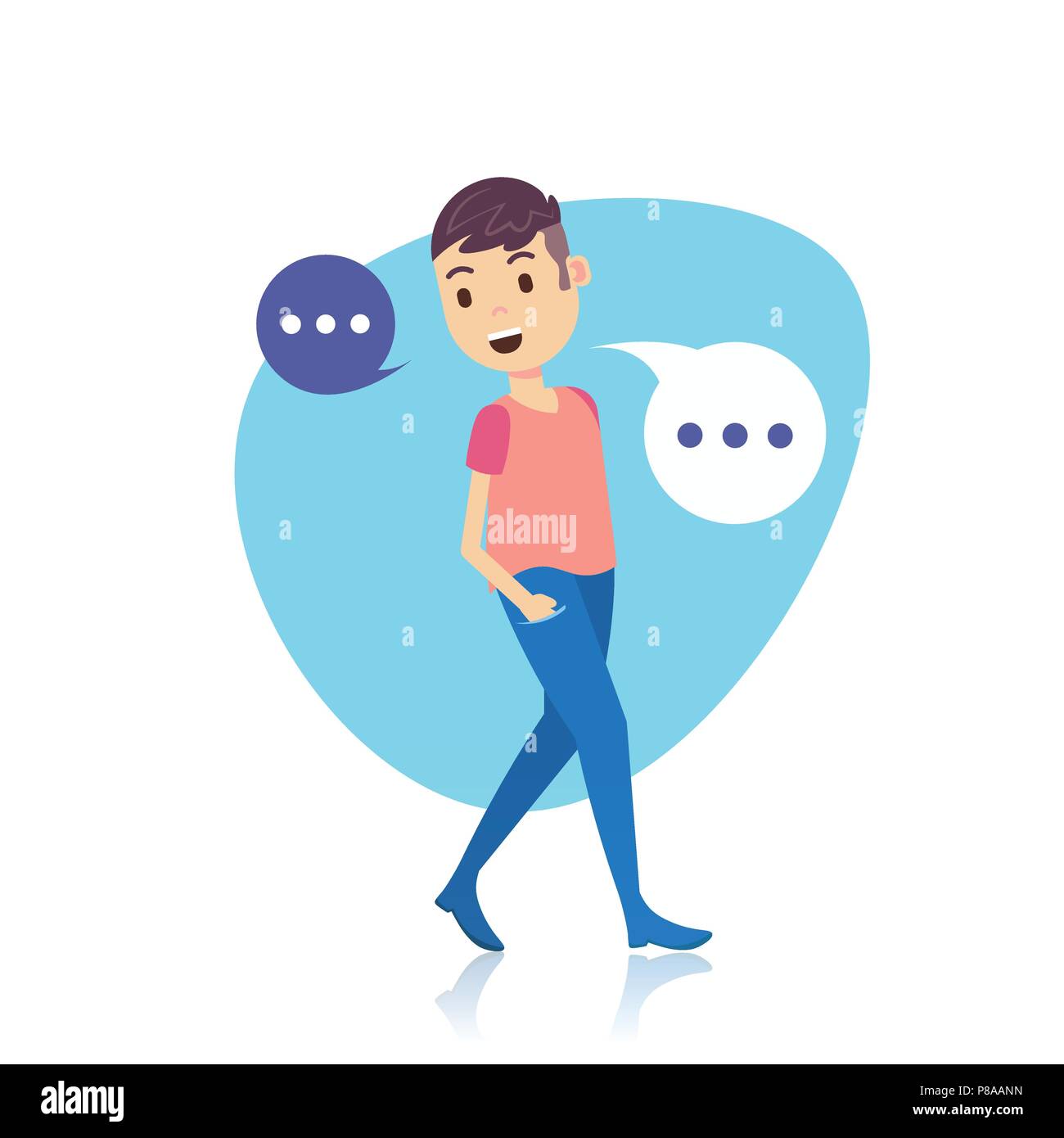 man character standind chat bubbles template for design work or ...