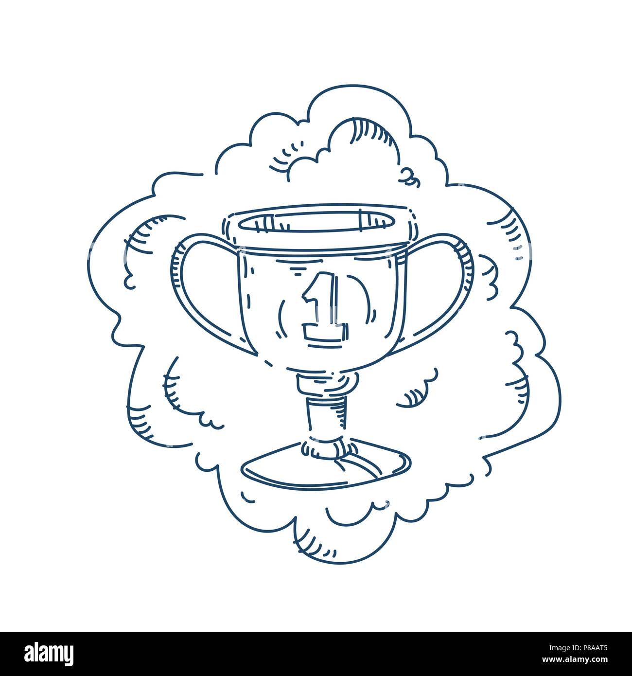 champion cup trophy number one concept on white background sketch ...