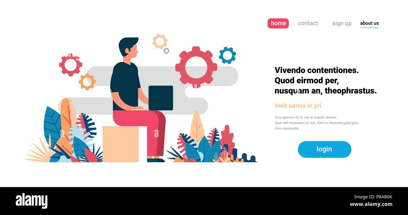 One man using computer Stock Vector Images - Alamy