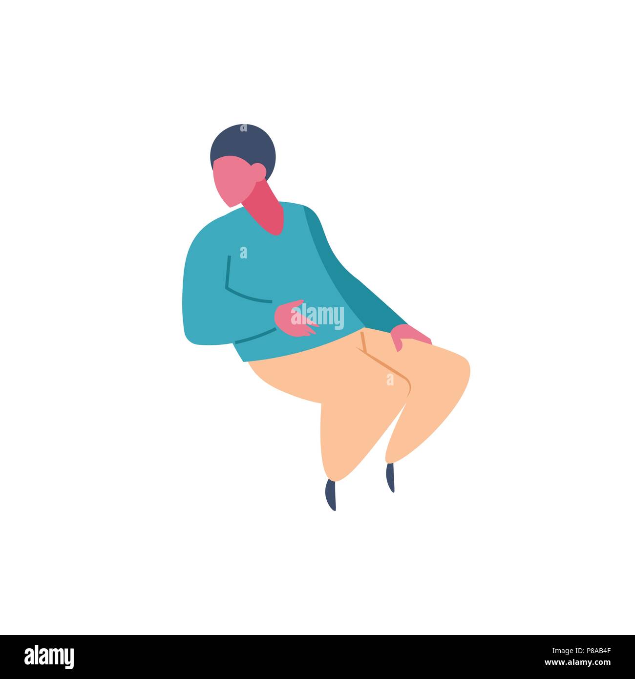 caucasian man character sitting pose isolated male cartoon full length ...