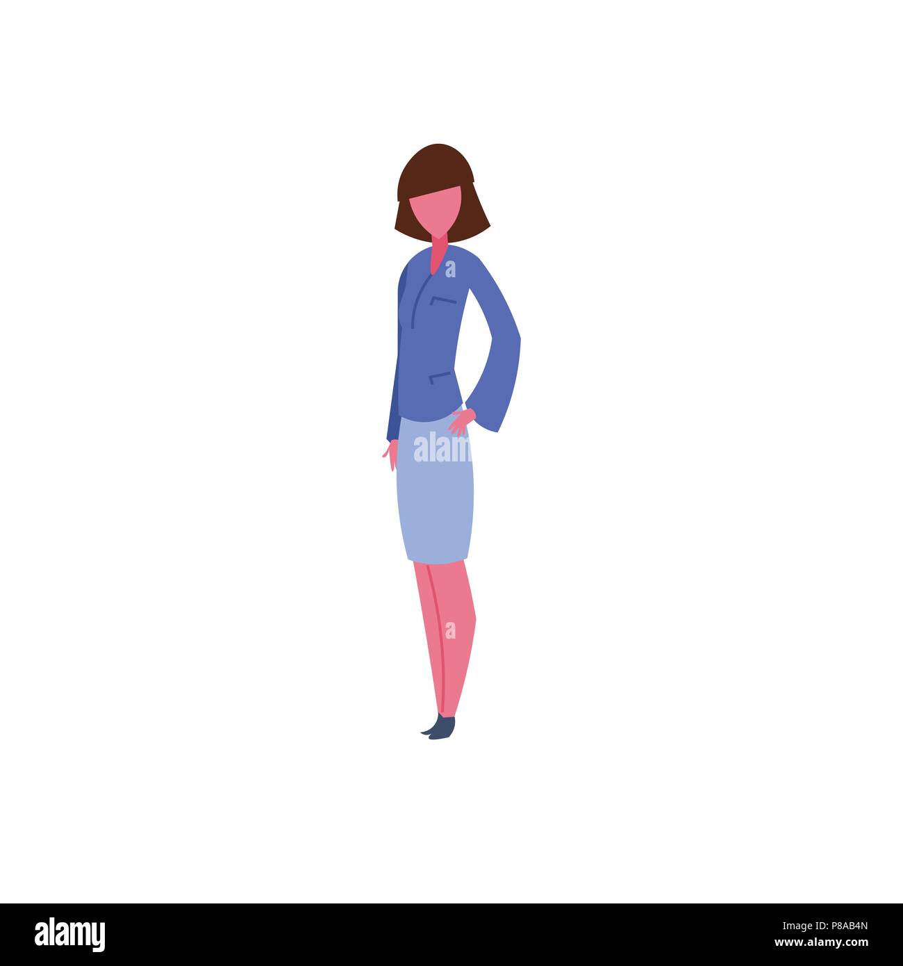 businesswoman character standing pose isolated female cartoon full ...