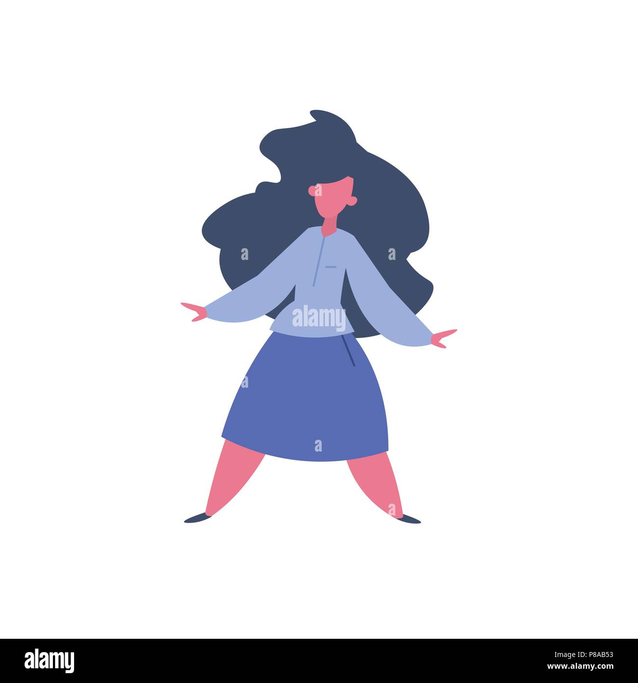 casual woman character dancing pose isolated female cartoon full length ...