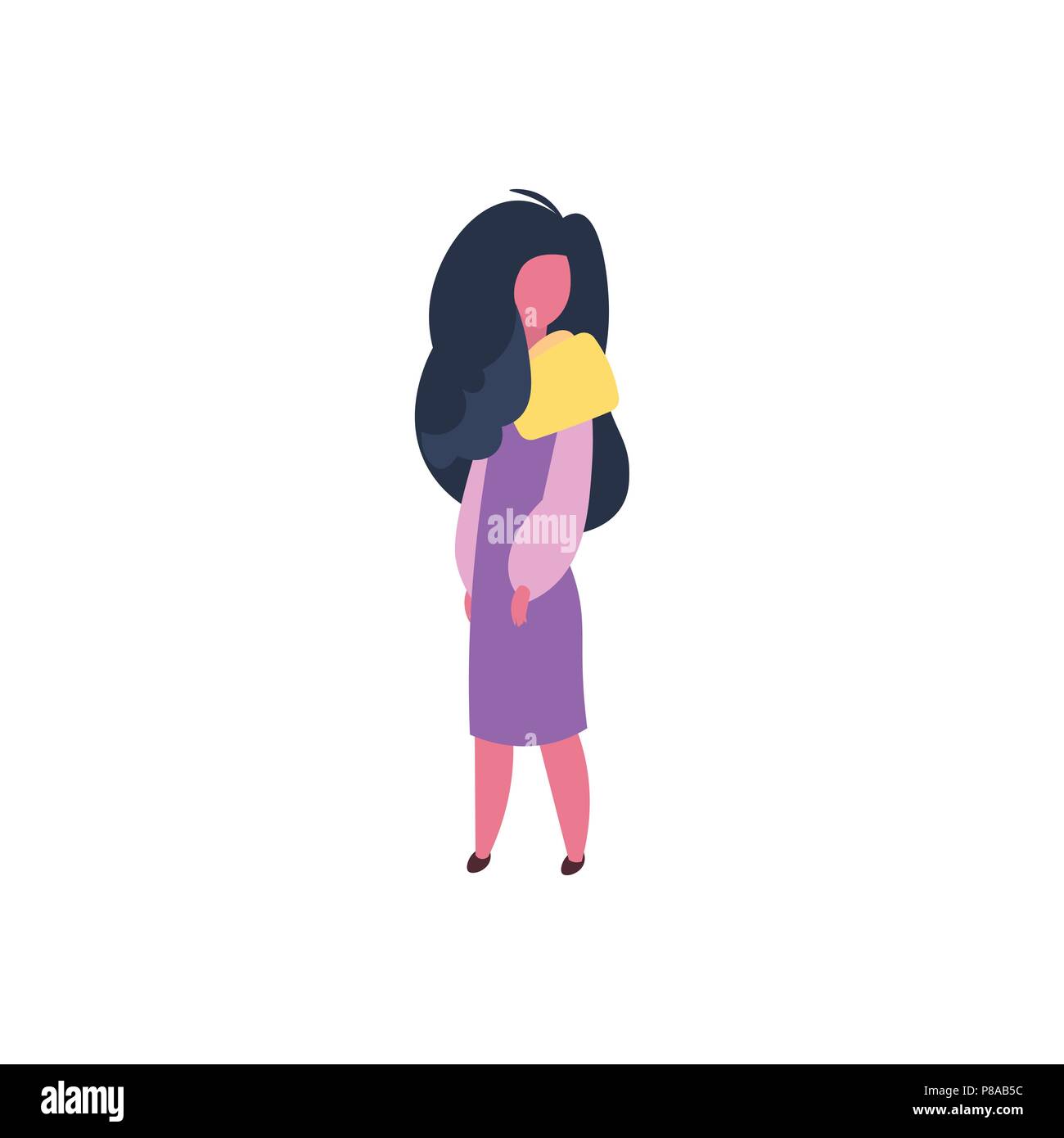 casual woman character standing pose isolated female cartoon full ...