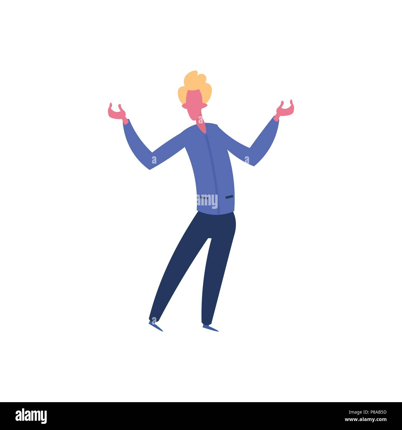 blond man character open arms gesture standing pose isolated male ...