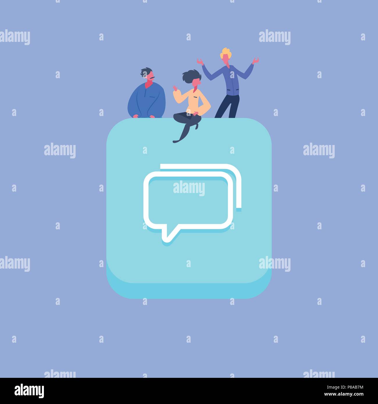 people group on chat bubble icon creative team over blue background ...