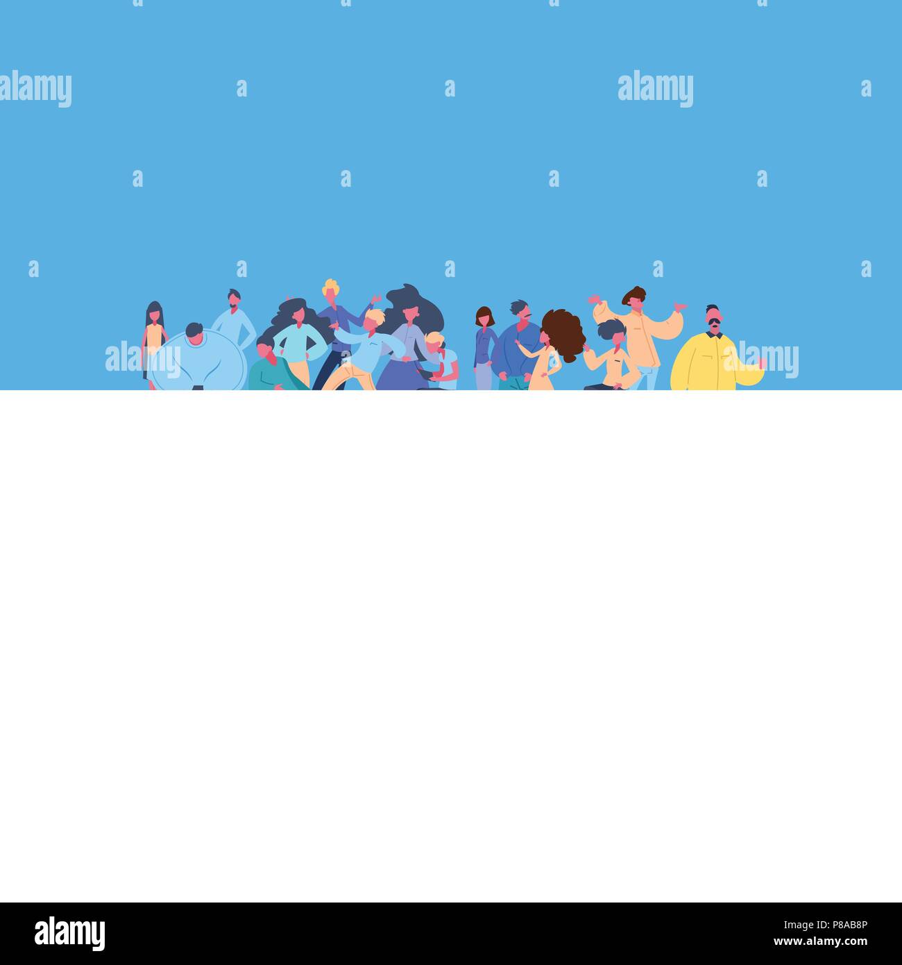 casual people group standing together man woman character diversity ...