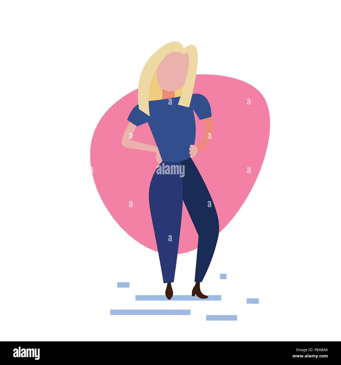 woman akimbo standing pose on white background female cartoon character ...