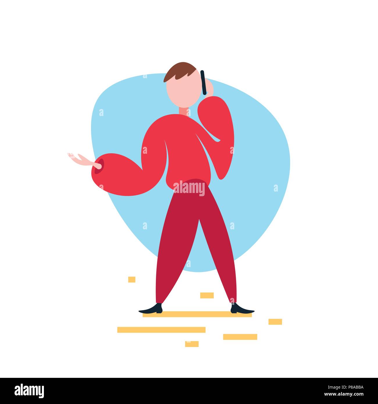 man phone calling standing pose on white background male cartoon ...