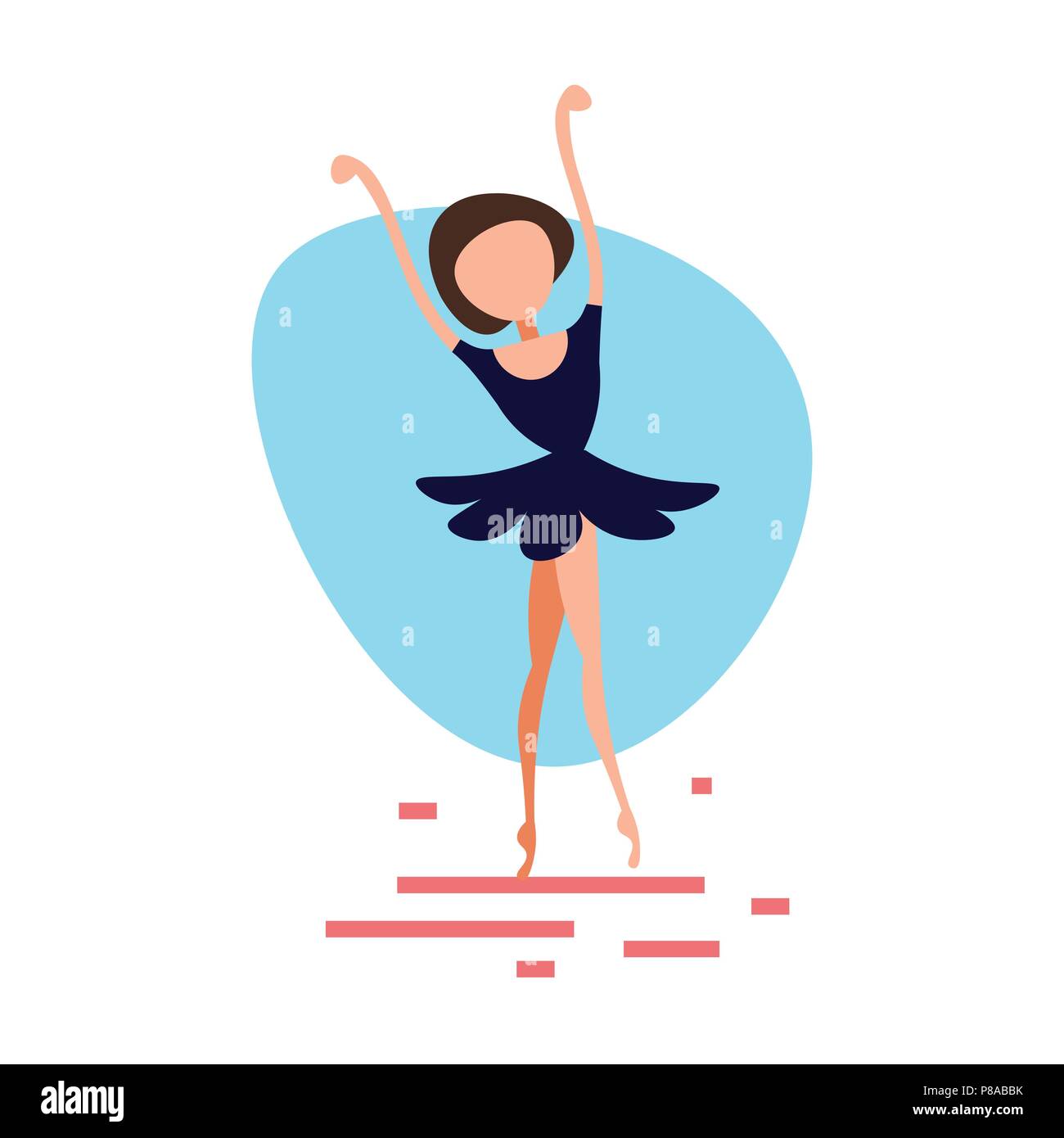 ballerina woman dancing pose on white background female cartoon ...