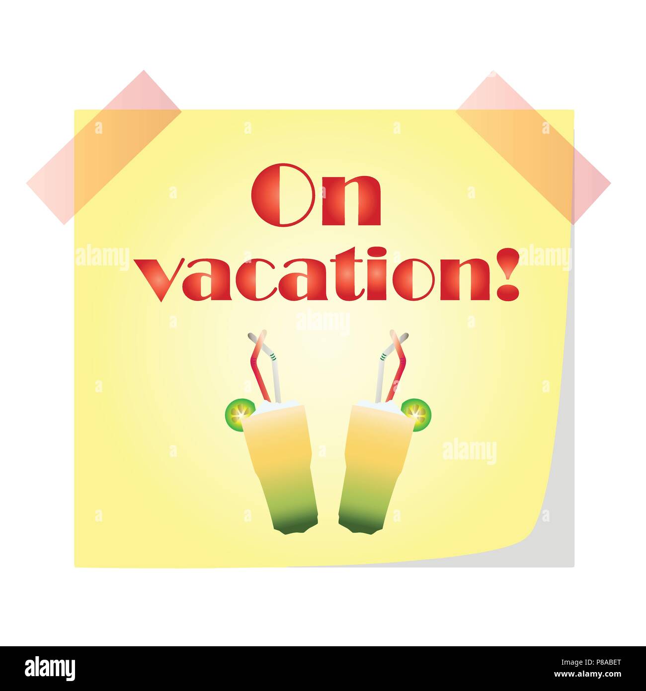 on vacation note with cocktail glasses - summer concept Stock Vector ...