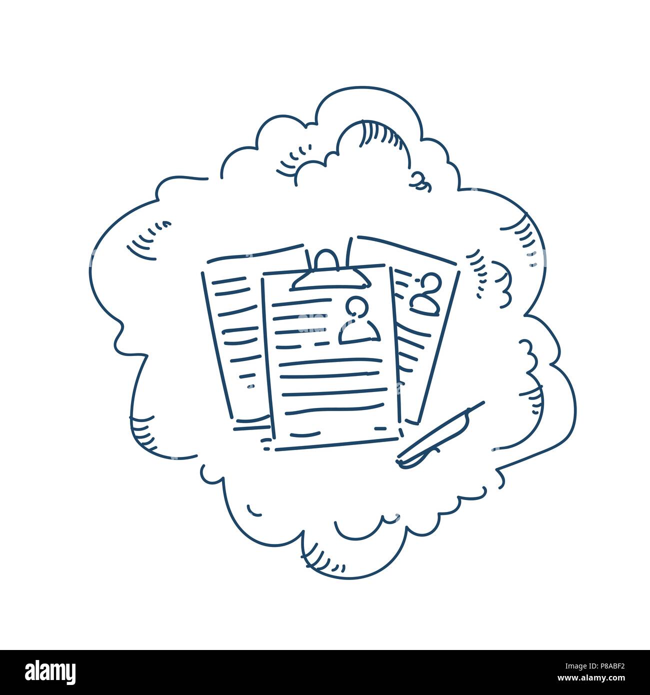 resume cv search job candidate concept on white background sketch ...