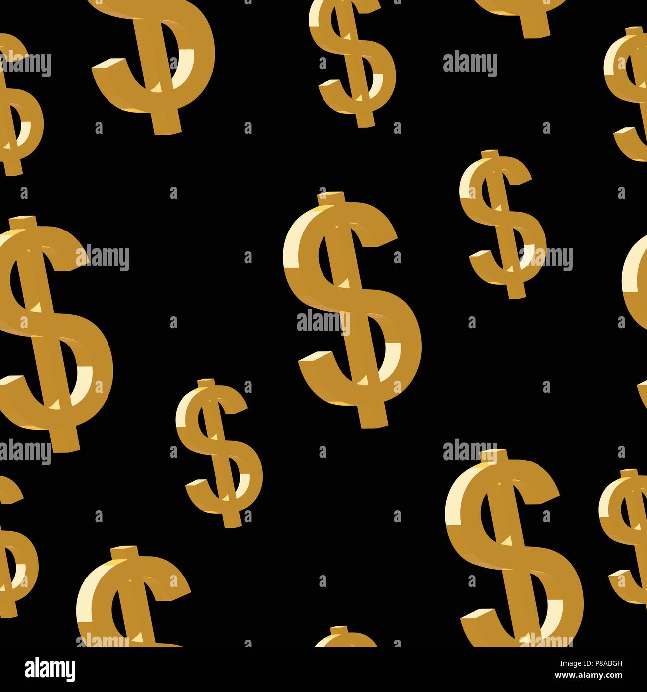 seamless pattern with golden dollars on black background - dollar ...