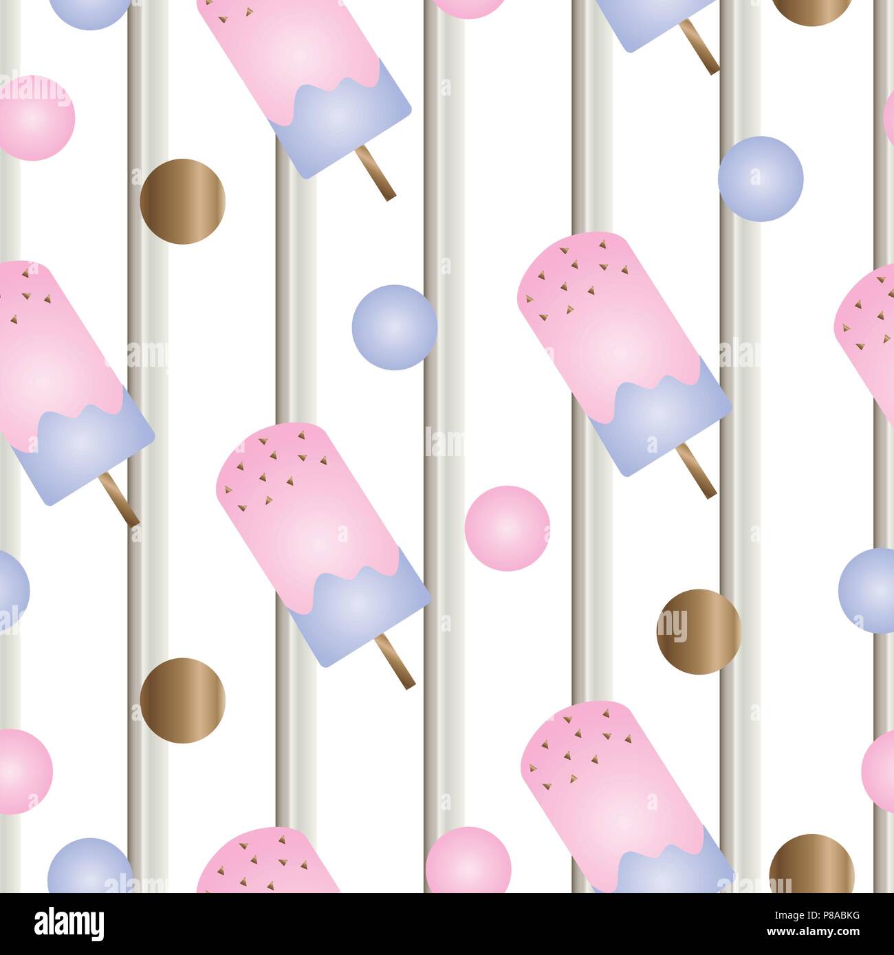 striped seamless pattern with ice cream vector - pastel colors Stock ...