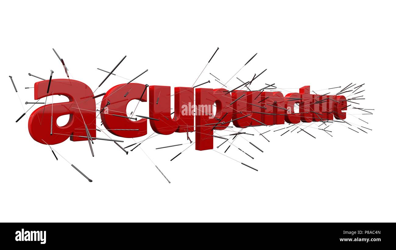 acupuncture concept with red text. 3d illustration Stock Photo - Alamy
