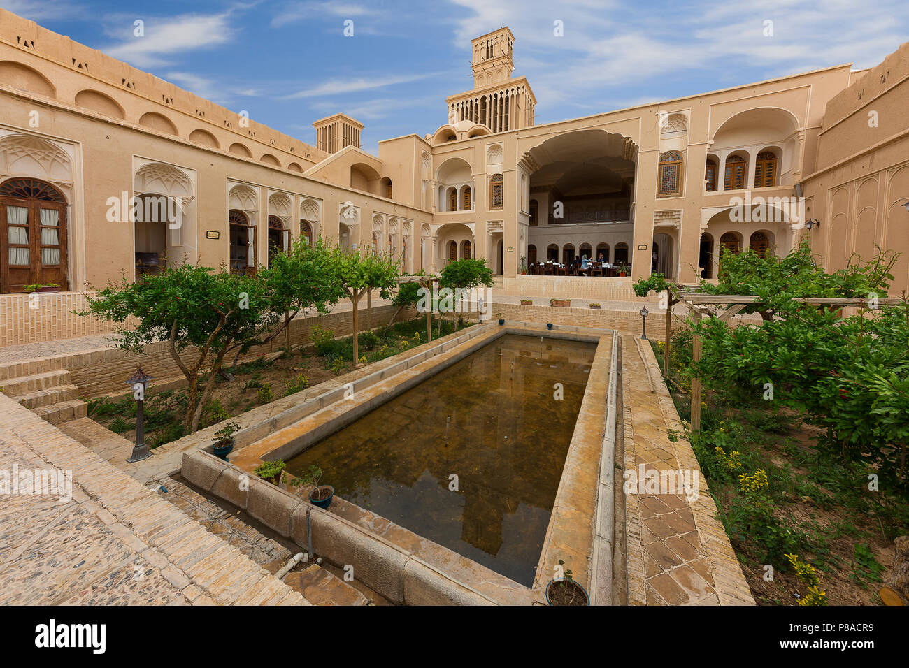 Aghazadeh House, in Abarkuh, Iran. The house is known for its towers ...