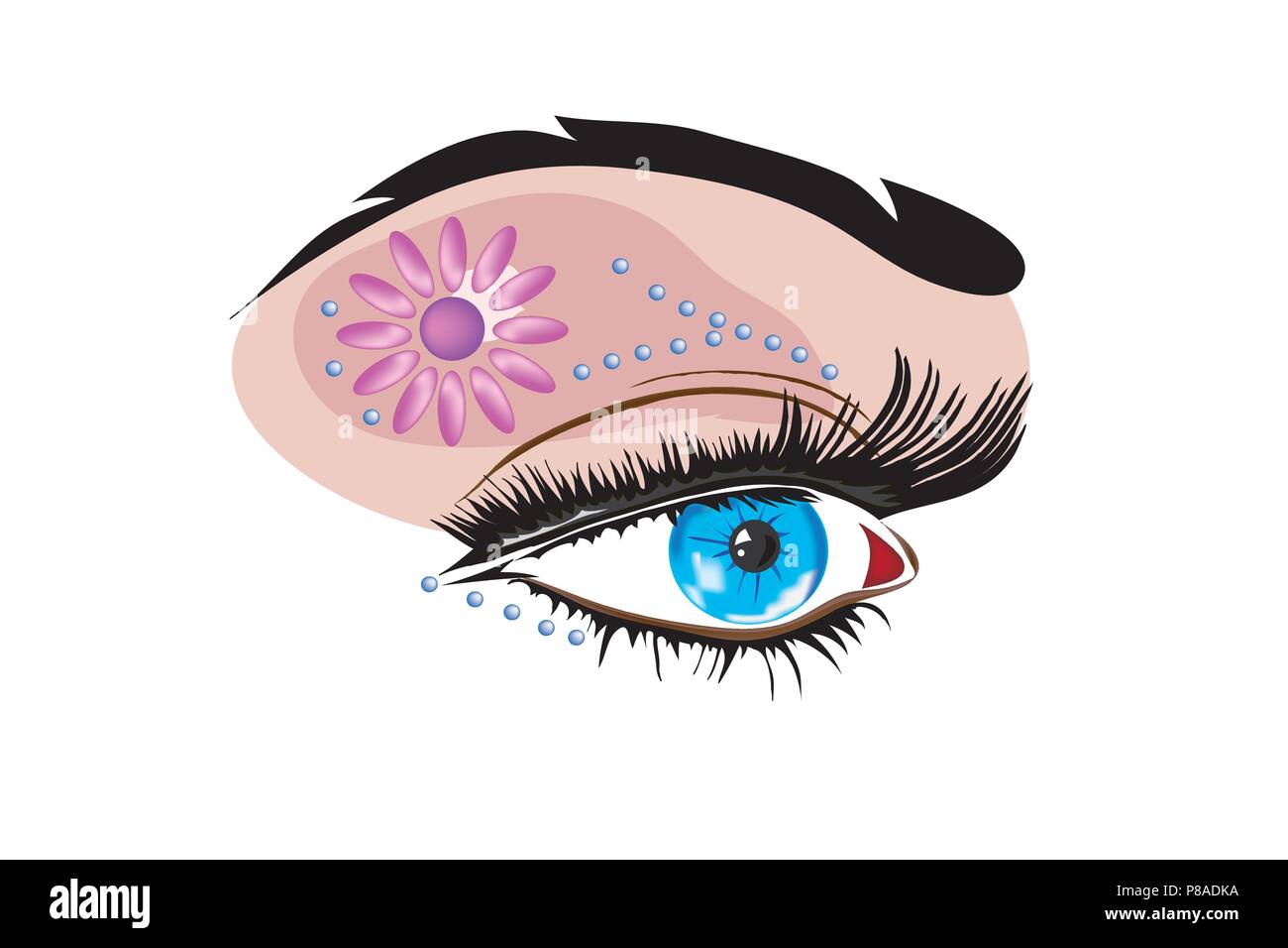 vector illustration with scene feminine eye with original make-up Stock ...