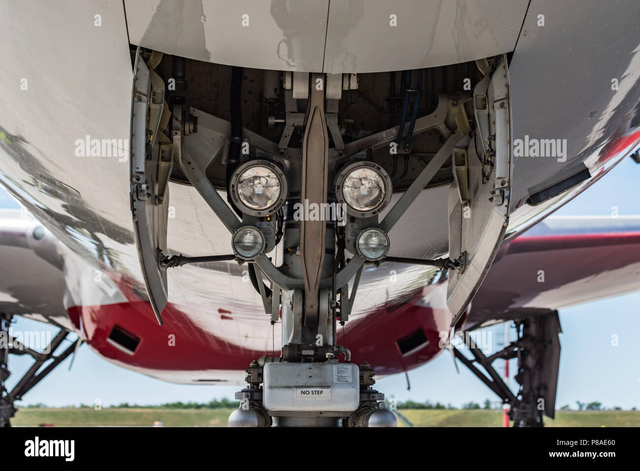 Headlights of modern aircraft Stock Photo - Alamy