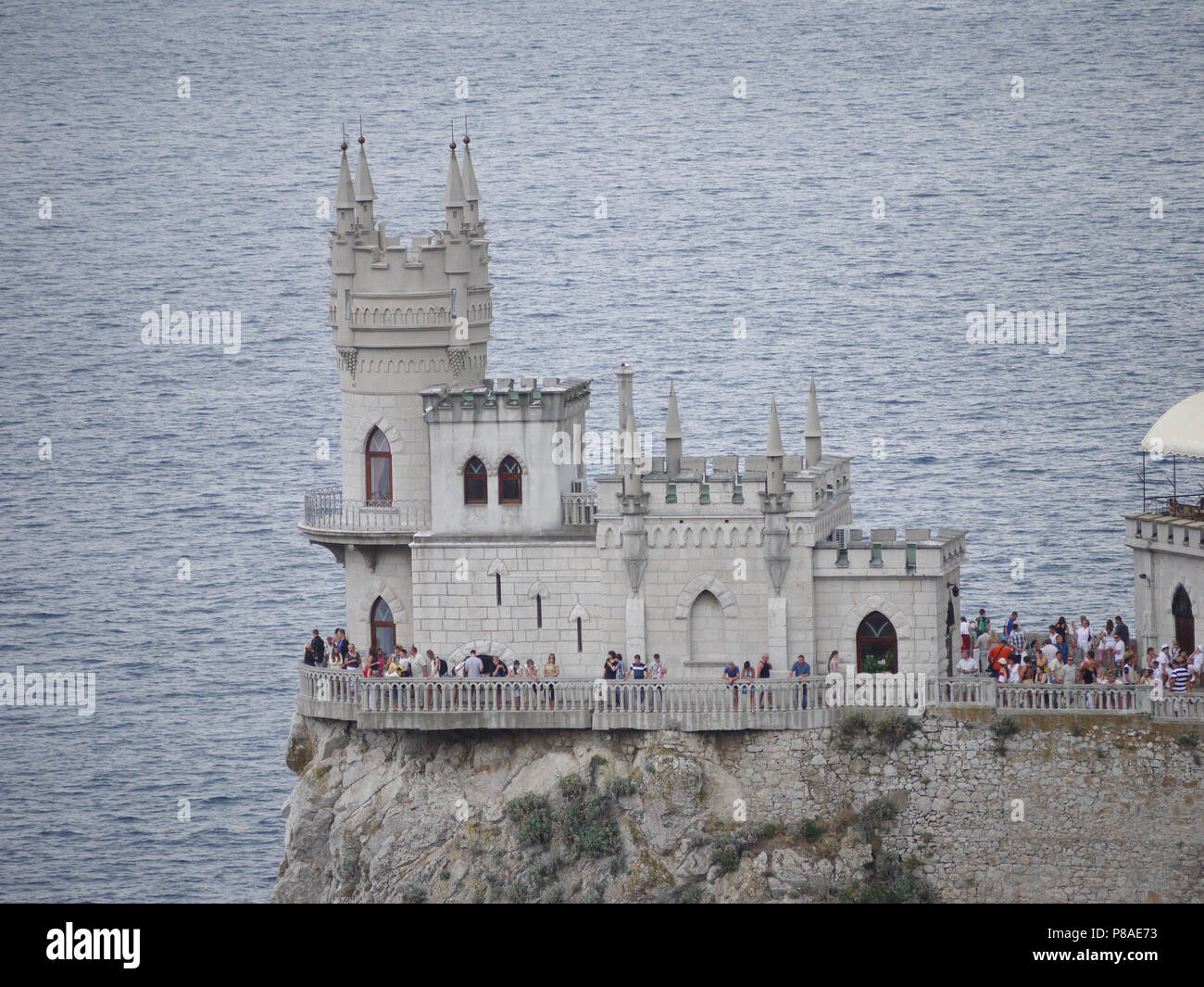 Chic and majestic castle on a rock above the black sea with the name of ...