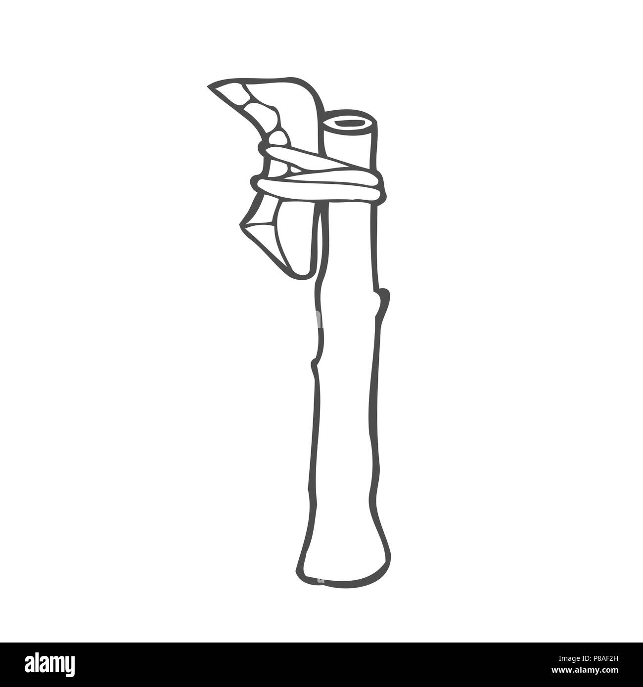 Stone axe sketch style vector illustration. Old hand drawn engraving ...