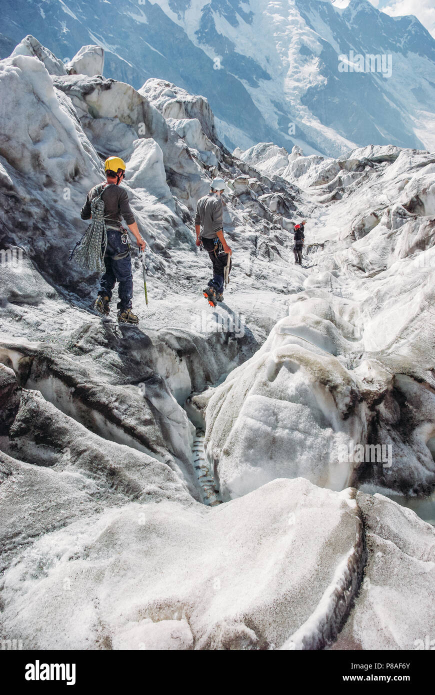 hikers going on rocky path, Russian Federation, Caucasus, July 2012 ...