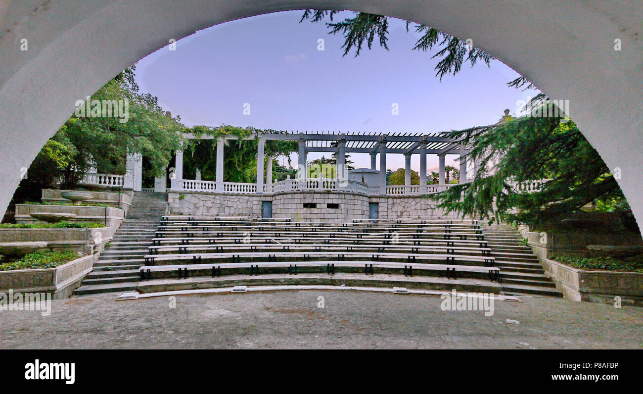 A beautiful view from under the arches of the amphitheater scene on the ...