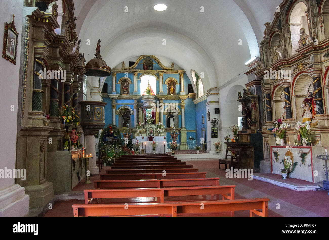 Yanque, Peru - January 2, 2014: Interior of the Church of the ...