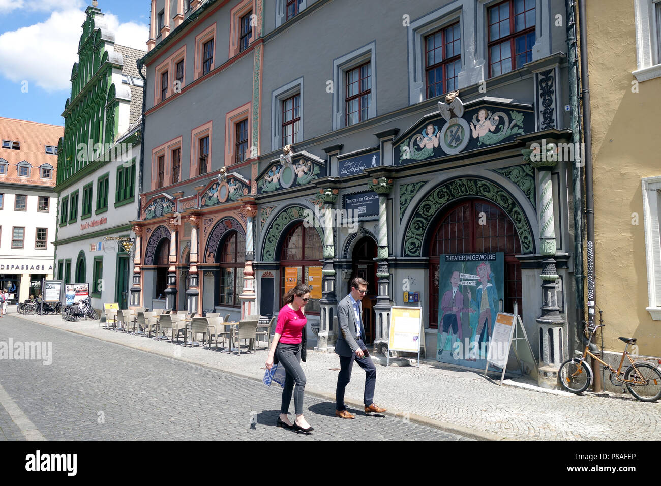 Weimar Germany 2018 The Theater Im Gewolbe in Marketplatz Weimar Stock ...