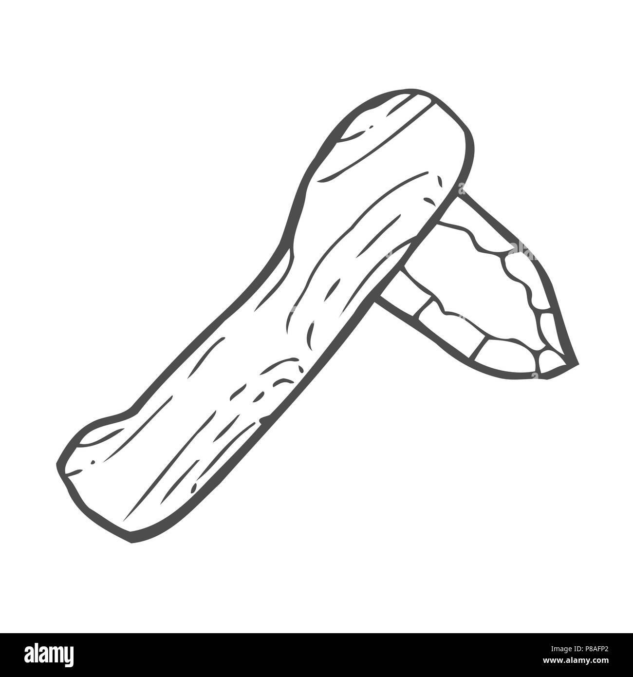 Stone axe sketch style vector illustration. Old hand drawn engraving ...