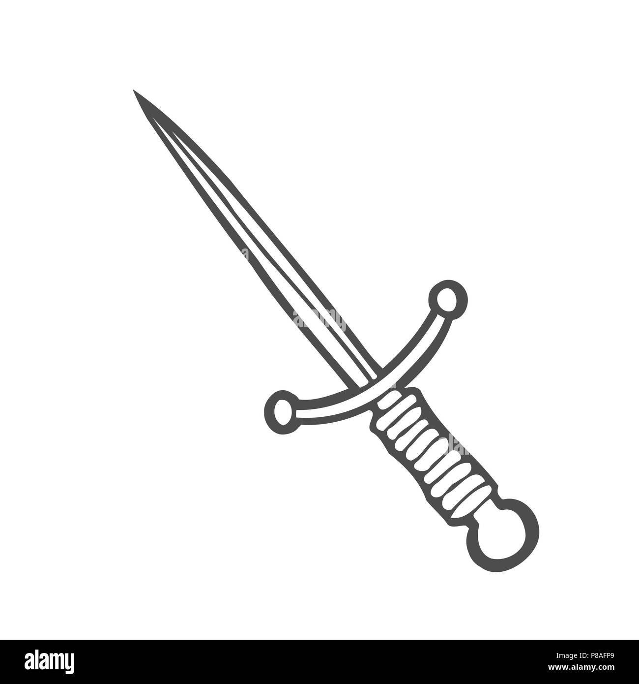 Contour image of dagger. Vector illustration isolated on white ...