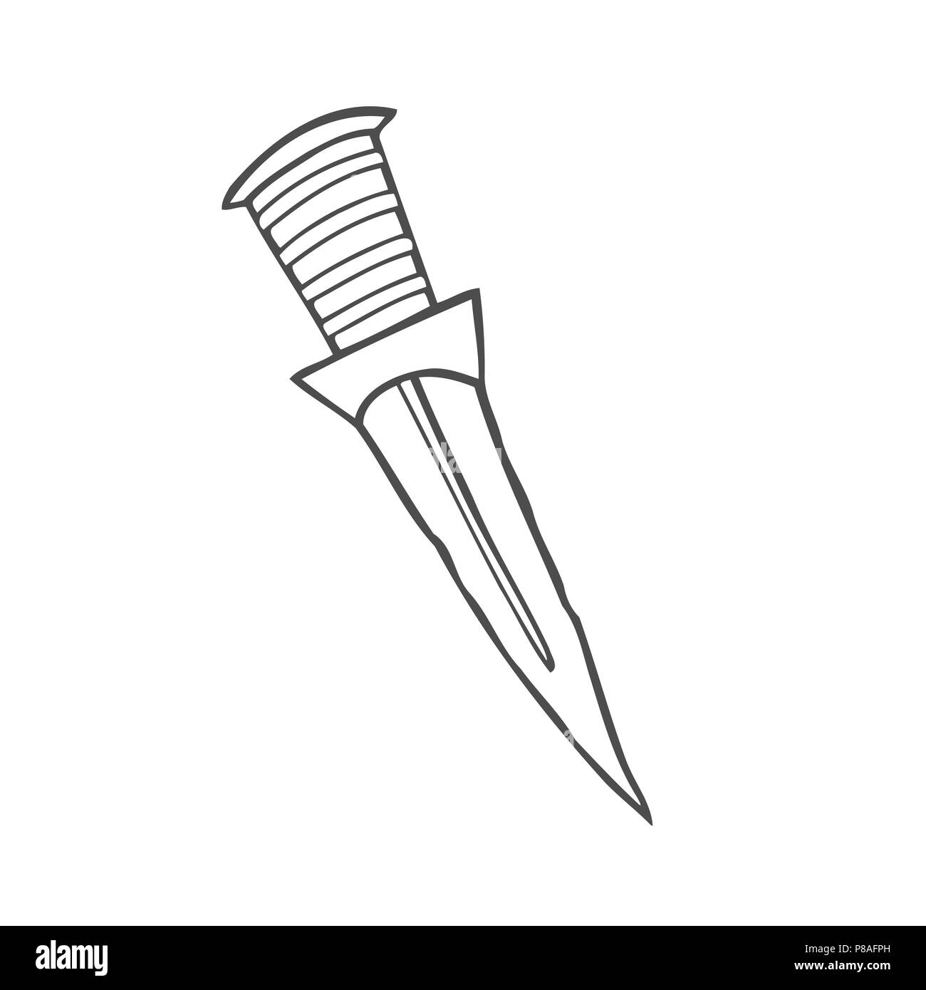 Contour image of dagger. Vector illustration isolated on white ...