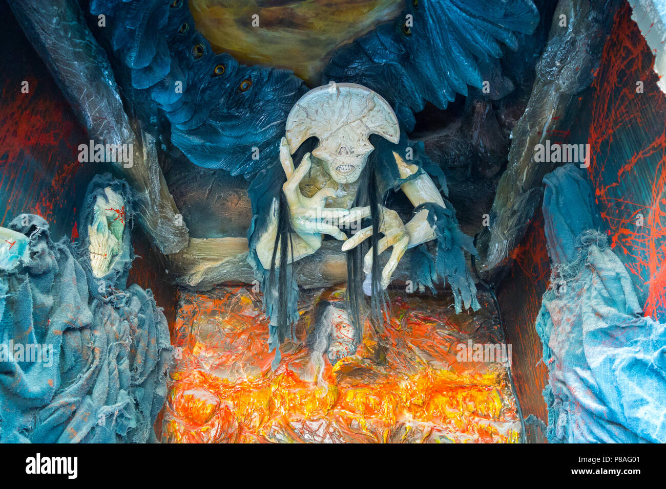 Decorative multi-colored characters of horror films and scary stories ...