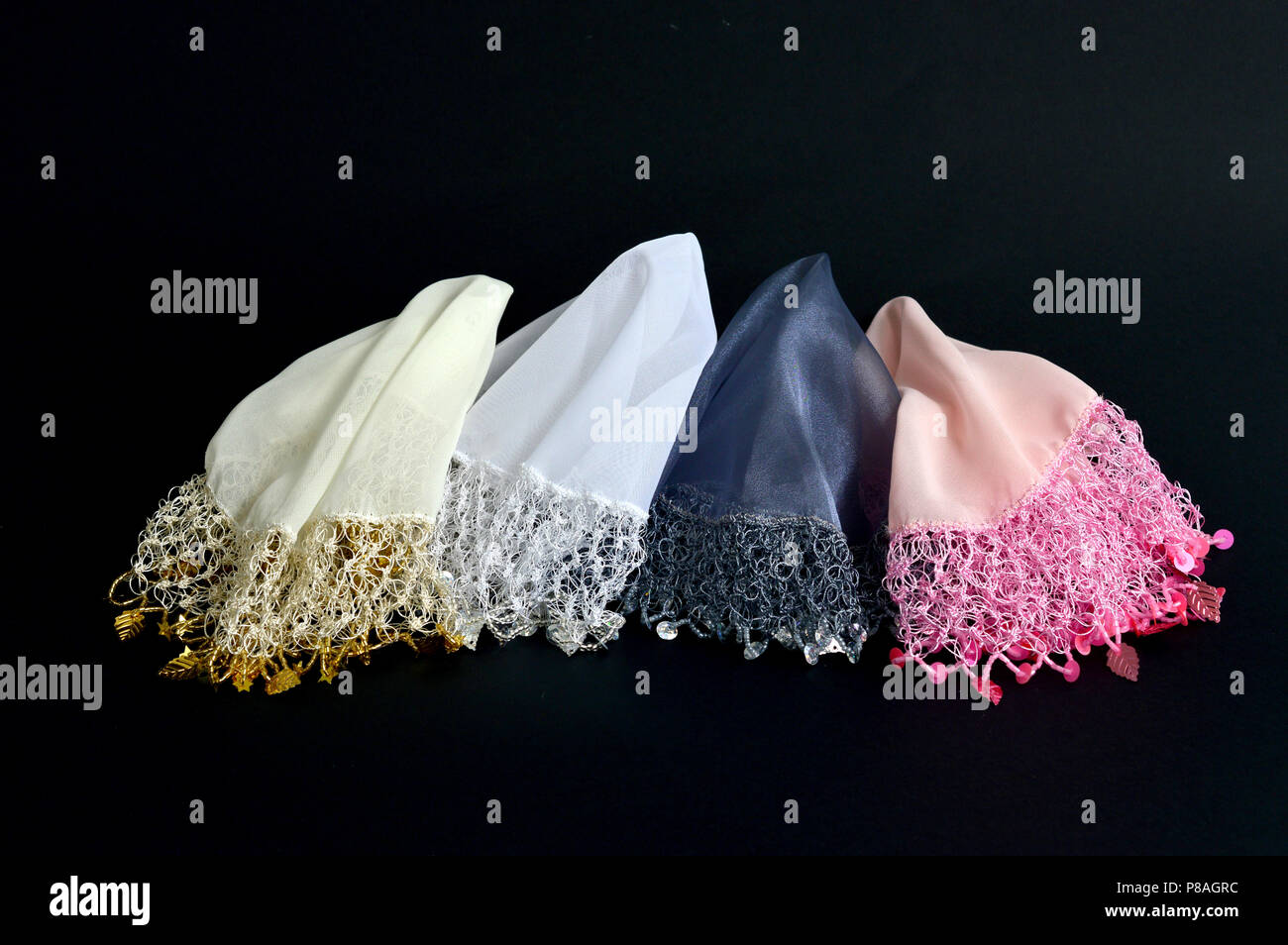 handmade handkerchief used for dancing on a turkish wedding on black ...