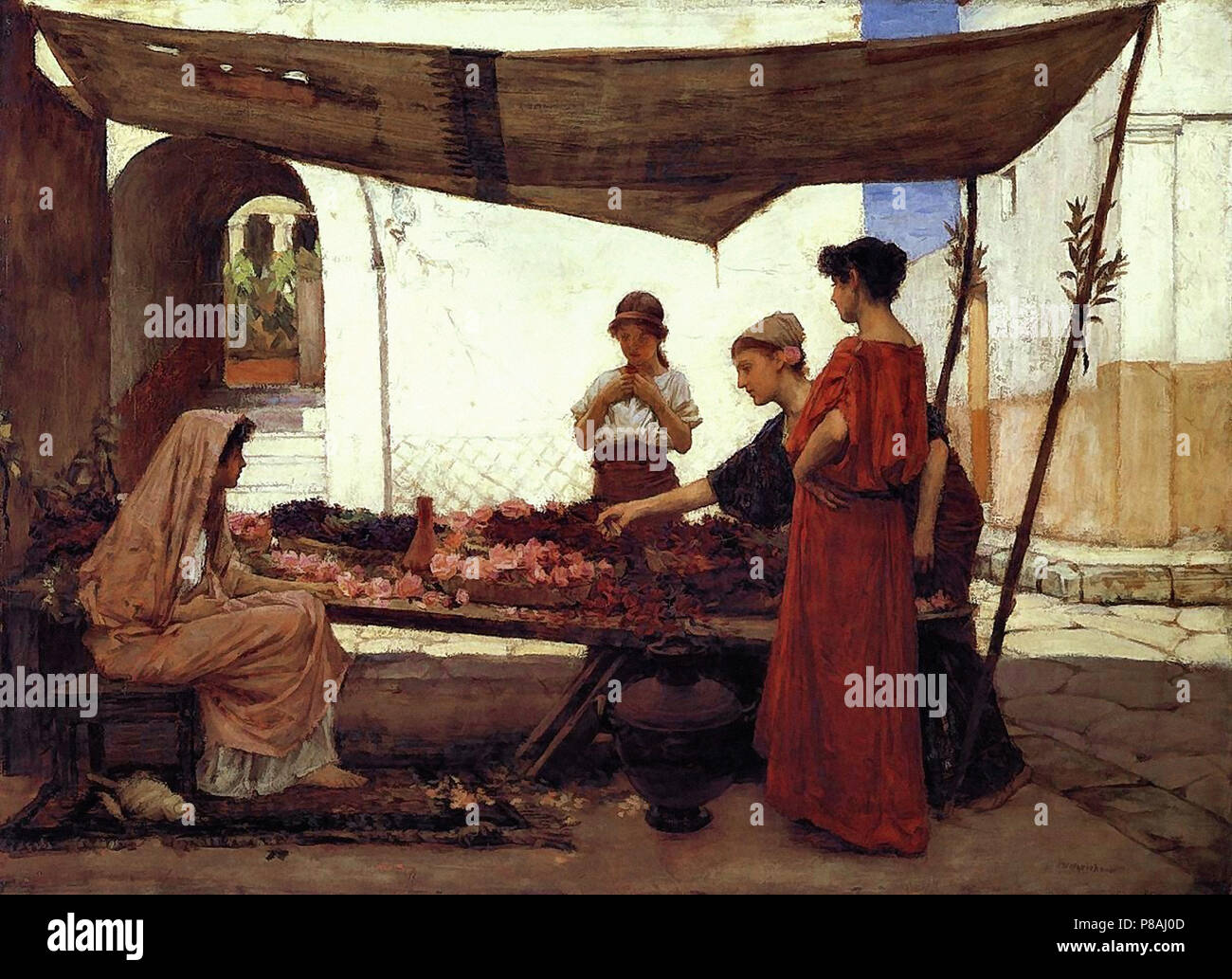 Waterhouse John William - a Flower Stall Stock Photo - Alamy