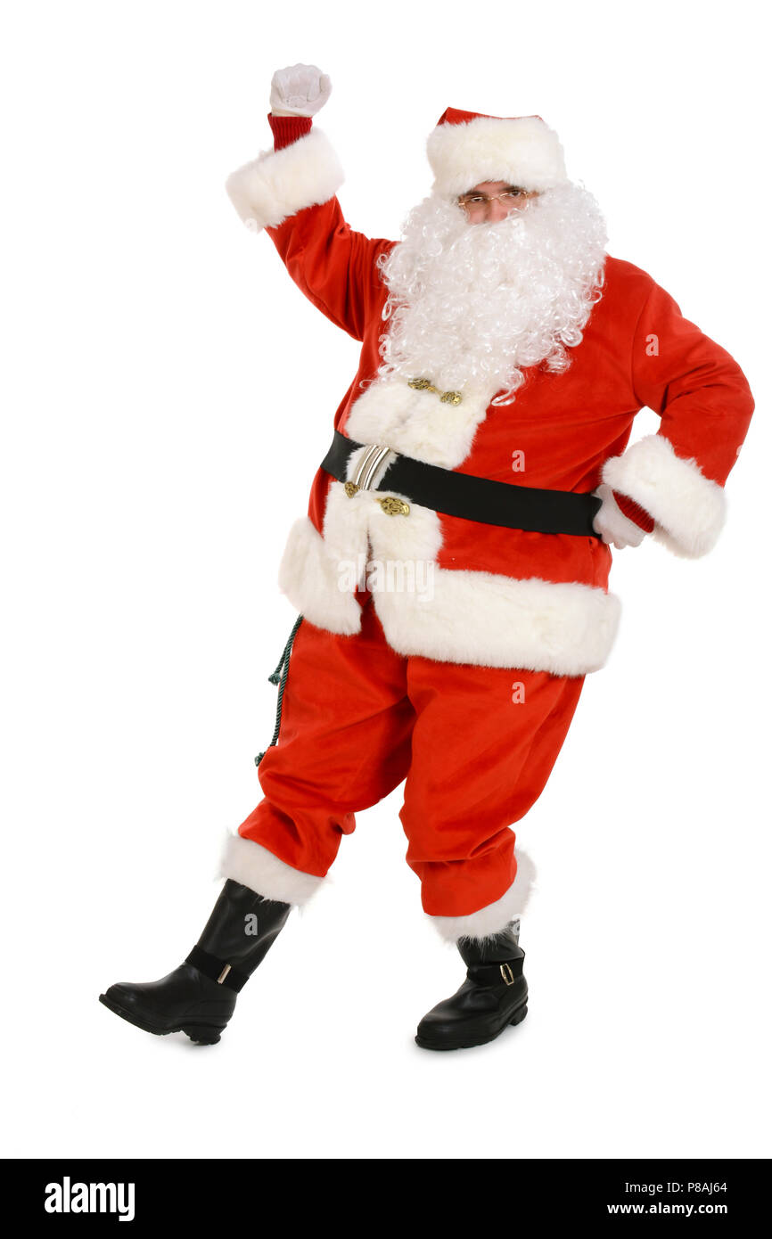 Traditional Santa Claus dancing. Studio shot of Santa Claus, isolated ...