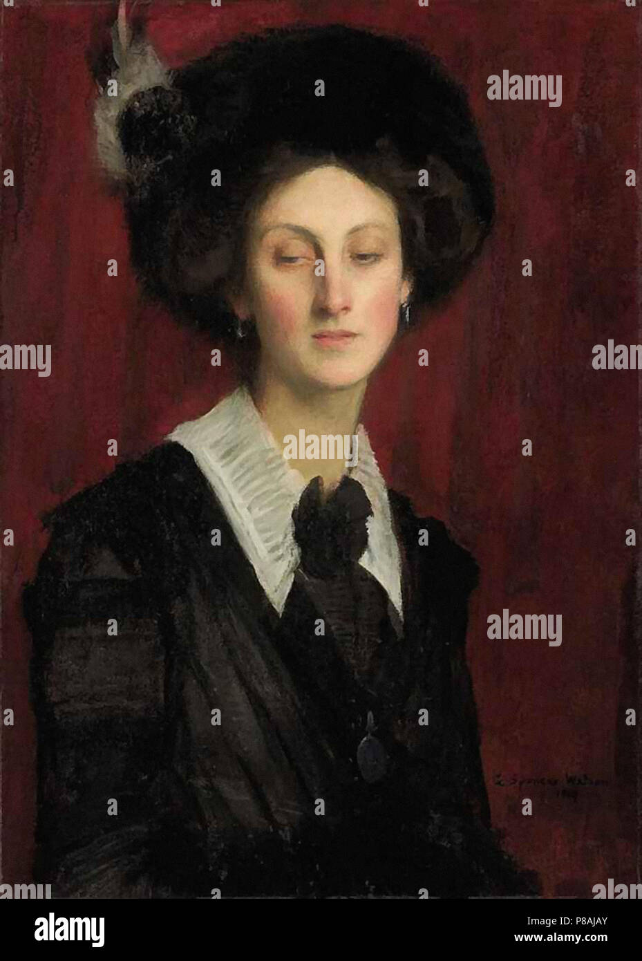 Watson George Spencer - Hilda in a Black Hat Stock Photo - Alamy