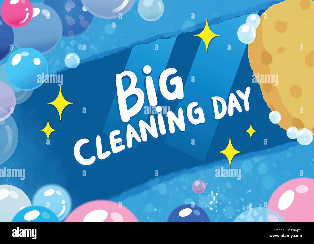 Vector hand drawn Doodle Big Cleaning Day Colorful illustration ...
