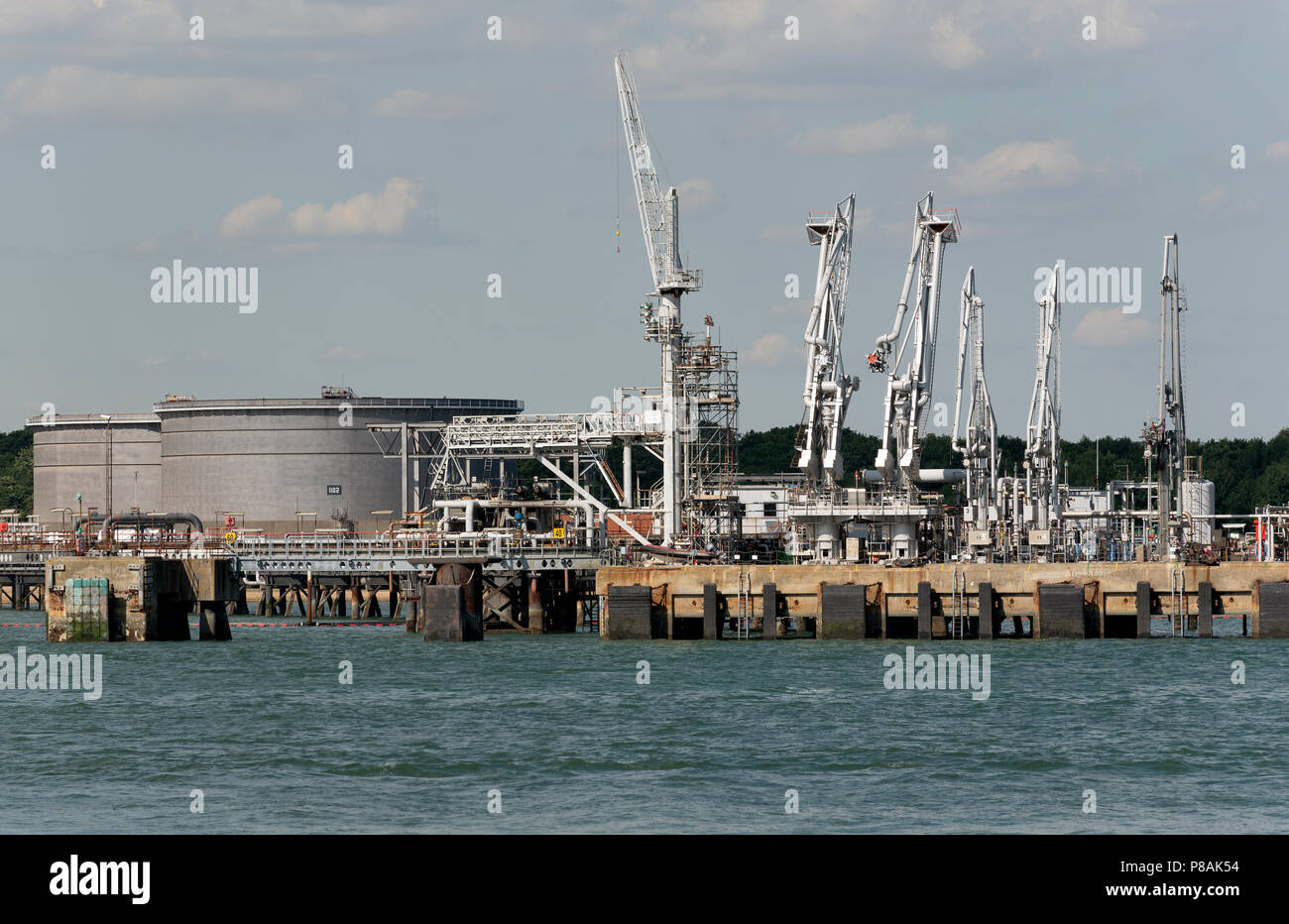 BP Oil Terminal on Southampton Water at Hamble, Hampshire, England, UK ...