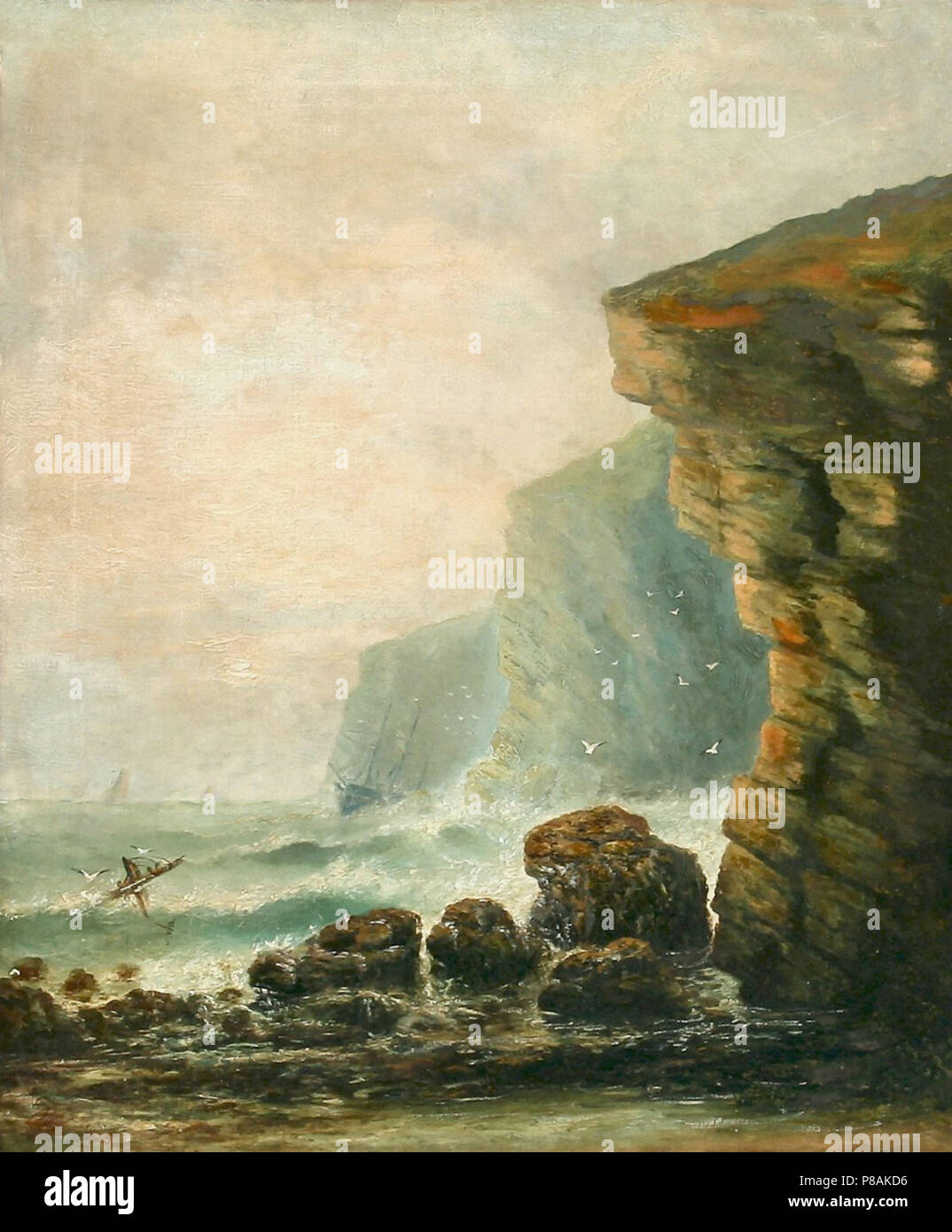 Webb James - Rocky Coast with the Wreck of a Ship Stock Photo - Alamy