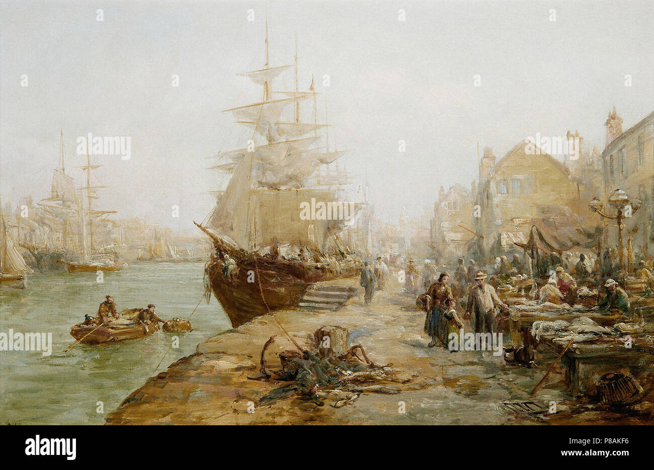 Webb William Edward - Fish Market Peel Harbour Isle of Man Stock Photo ...