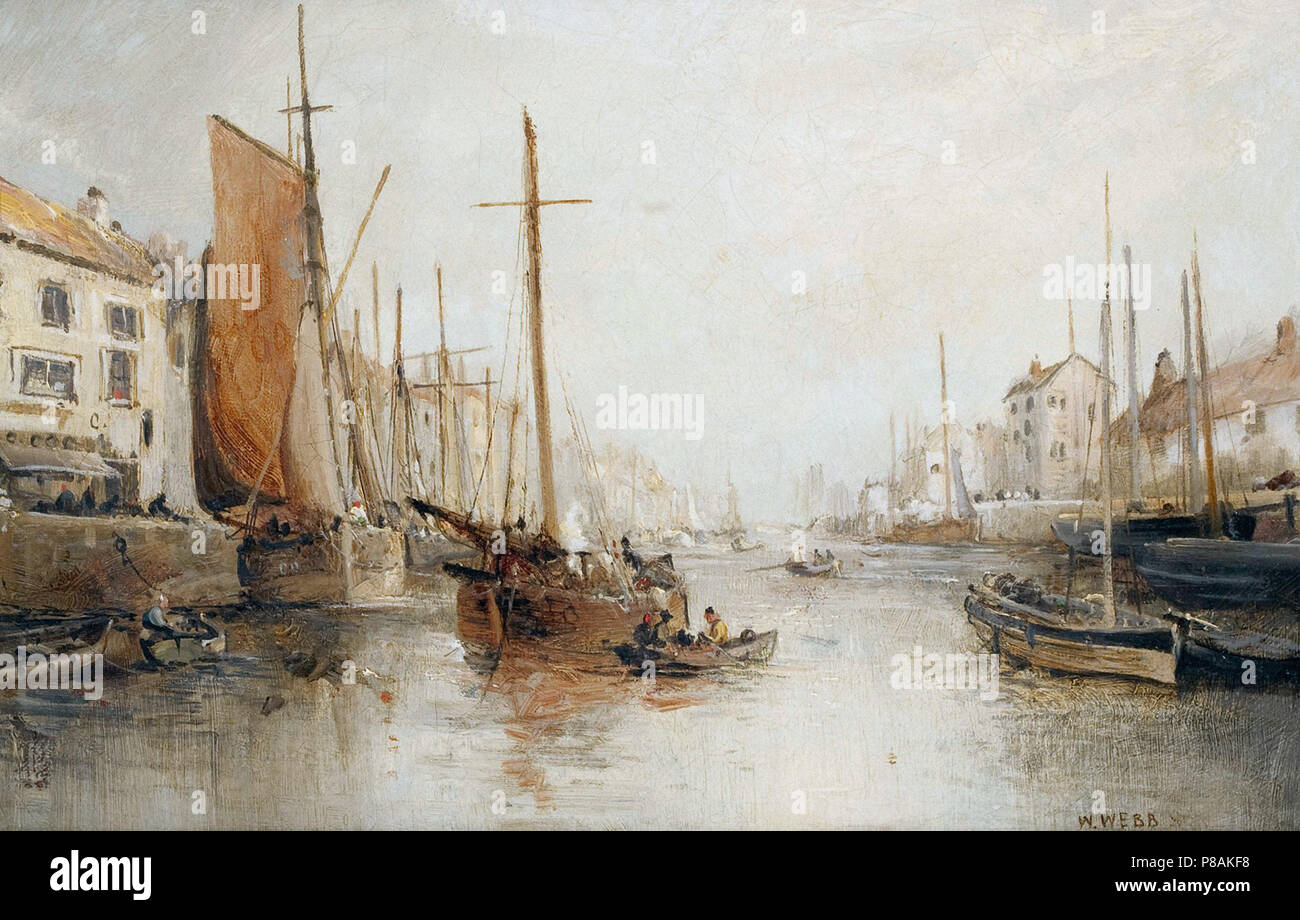 Webb William Edward - Fishing Boats in an Estuary Stock Photo - Alamy
