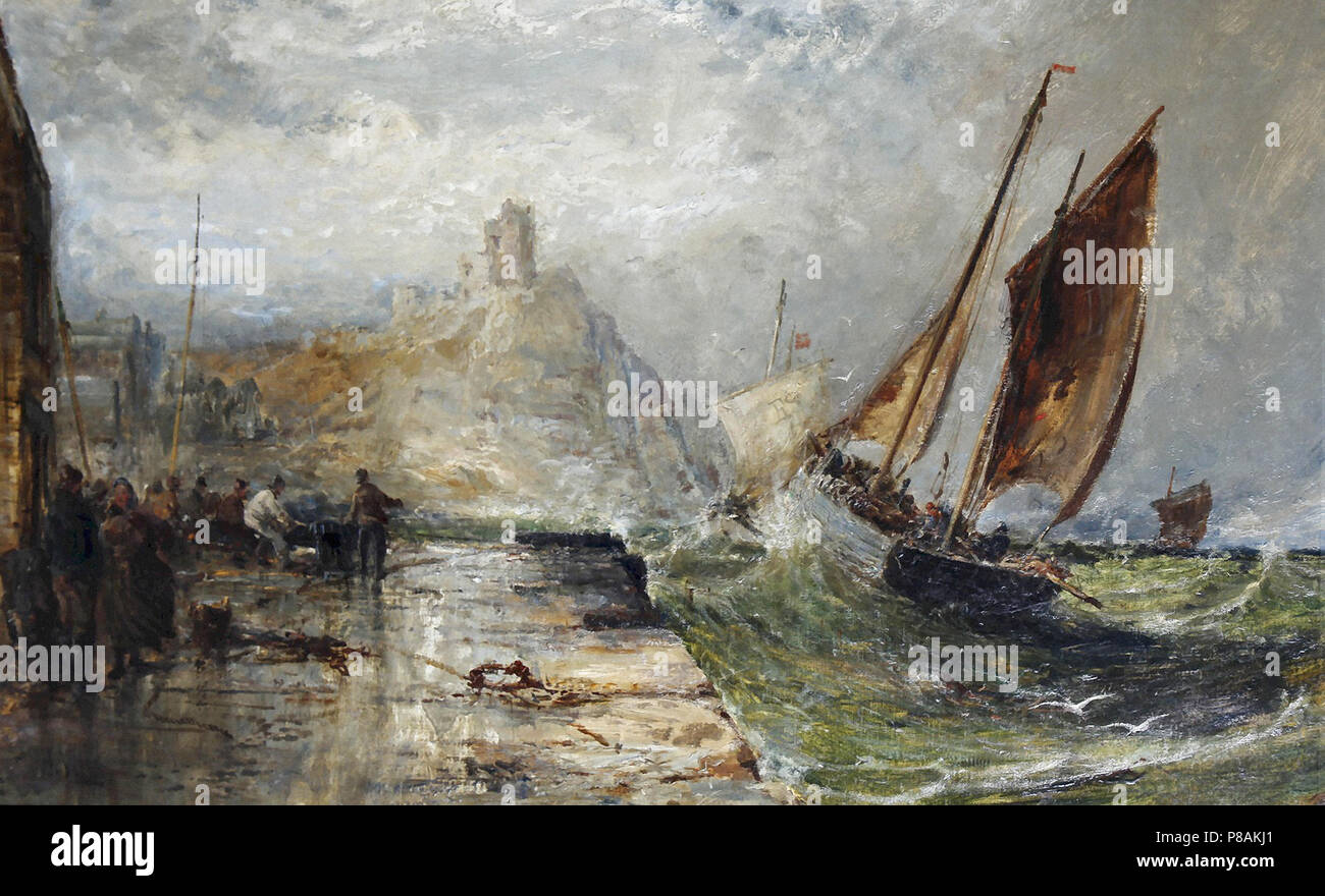 Webb William Edward - Shipping off a Pier in Choppy Waters Stock Photo ...
